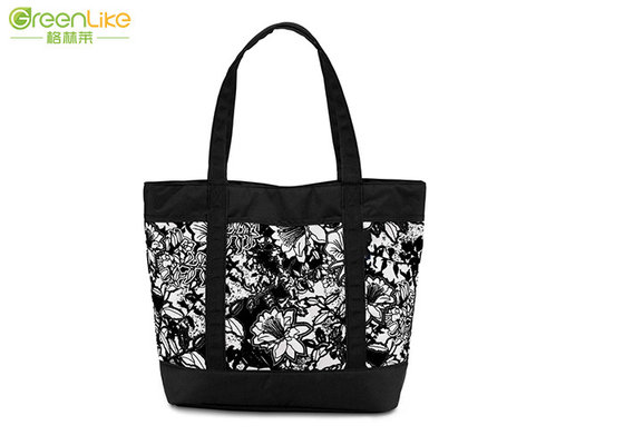 Beach Black 300 Denier Polyester Tote Bags Waterproof Silk Screen Printing