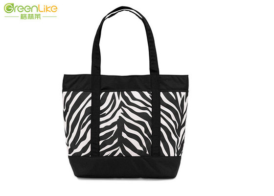 Beach Black 300 Denier Polyester Tote Bags Waterproof Silk Screen Printing