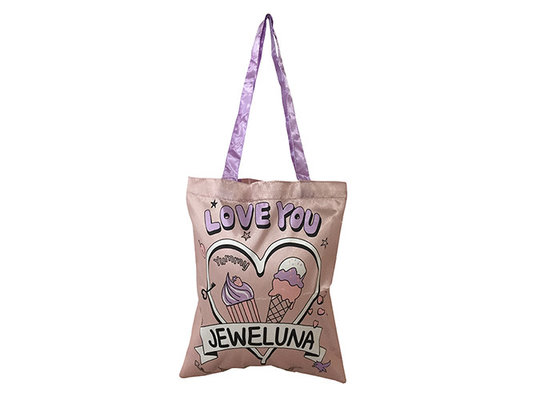 Satin Fabric Small Eco Tote Bag Flat LightWeight Eco Friendly Grocery Tote