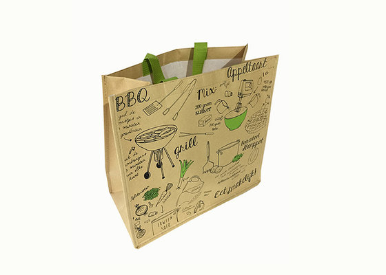 Full Color Printing Pp Nonwoven Laminated Tote Bags Laminated Kraft Paper Sturdy
