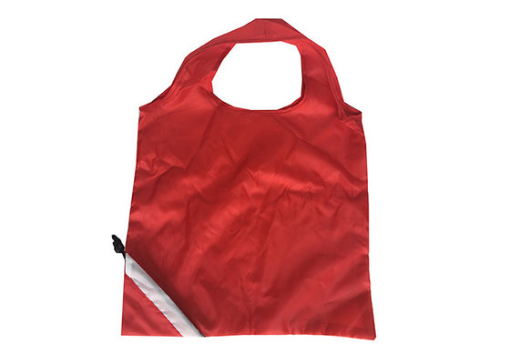 Red Recycled Folding Tote Bag Custom 190T Strawberry Shopping Tote Polyester