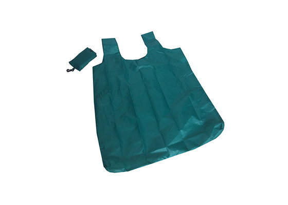 Teal Portable Folding Tote Bag 190T Polyester Fold Up Reusable Shopping Bags