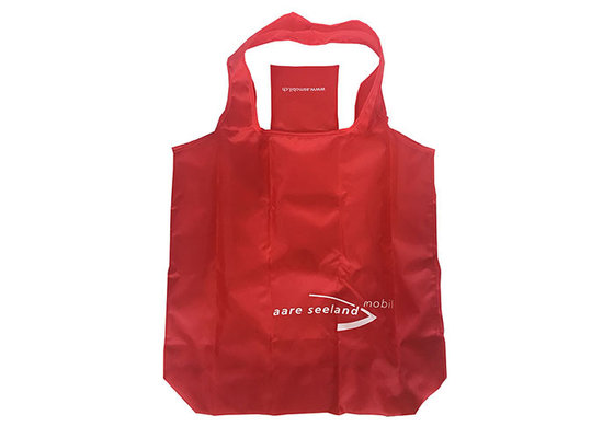 Red 210T RPET Personalised Fold Up Shopping Bag For Handbag Grocery Shopping