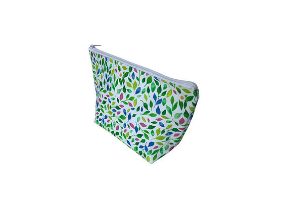 Full Color Custom Cotton Tote Bags Printed Zippered Pouch TPE Backing Inside