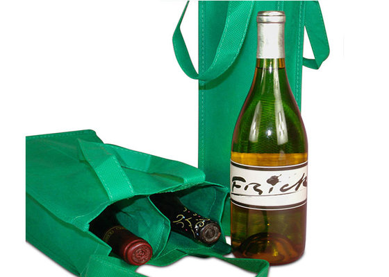 Customized Sturdy PP Non Woven Shopping Bags 2 Bottle Wine Bag Square Bottom