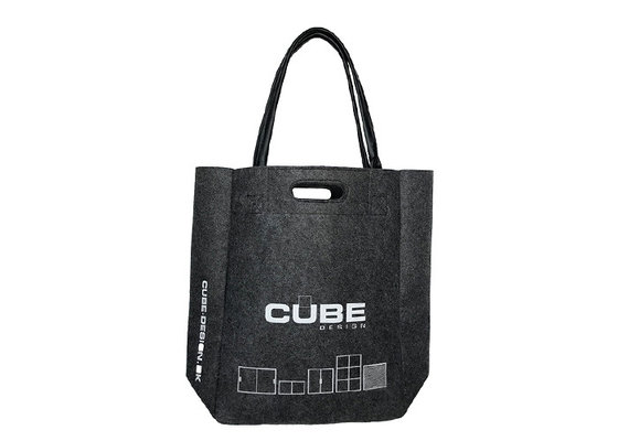 Leather Die Cut Handles Non Woven Polyester Tote Bags Large Stylish Felt