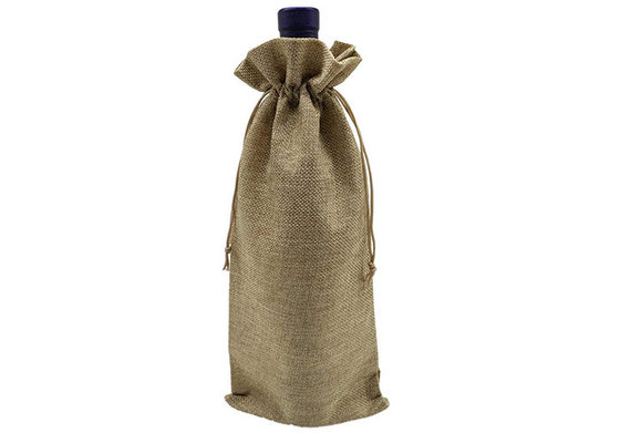 Jute Burlap Reusable Wine Bottle Bags With Drawstring Handle 6 x 14 Inch