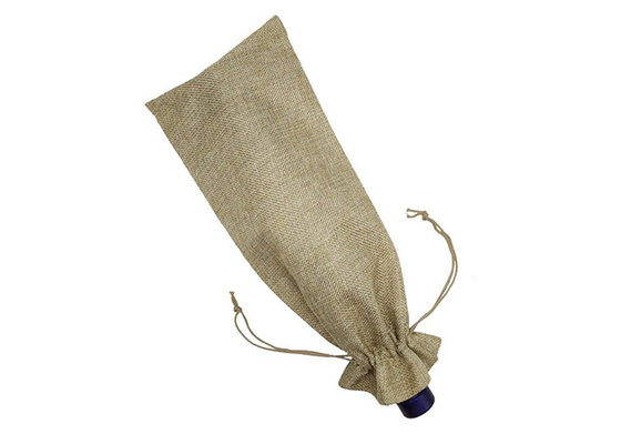 Jute Burlap Reusable Wine Bottle Bags With Drawstring Handle 6 x 14 Inch