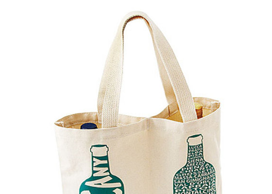 Nature Cotton Canvas Wine Bottle Bags , Reusable Vineyard 2 Bottle Wine Tote