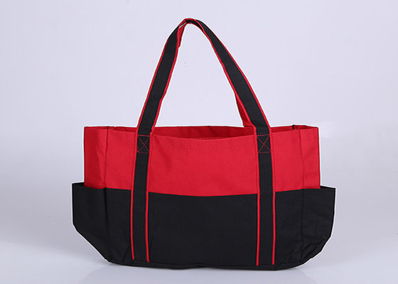 Custom Two Tone Color Polyester Reusable Bags 600D With Outside Pocket