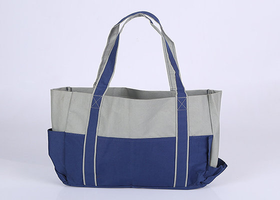 Custom Two Tone Color Polyester Reusable Bags 600D With Outside Pocket