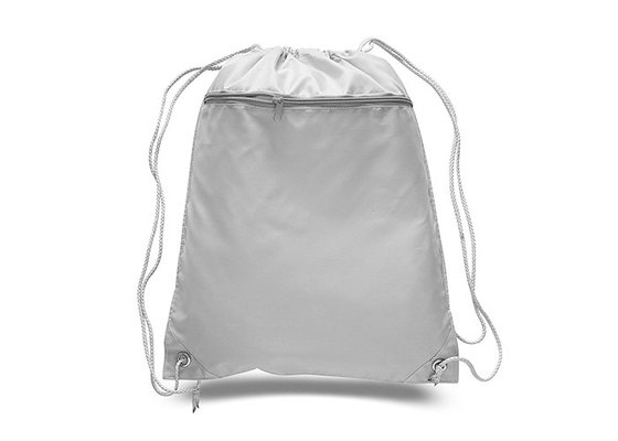 Lightweight Drawstring Polyester Tote Bags Resuable With Front Zipper Pocket