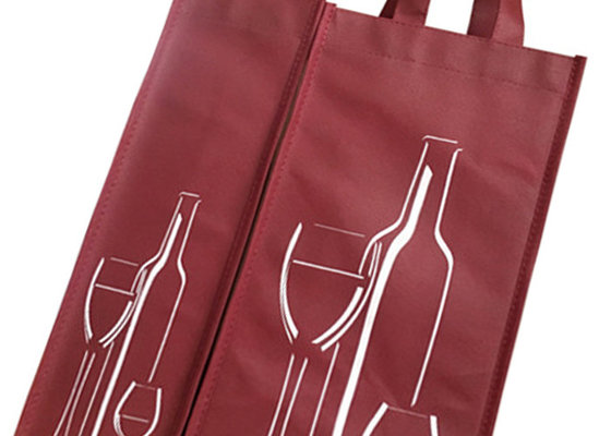 Personalized Non Woven Single Bottle Wine Tote Silk Screen Environmental Friendly
