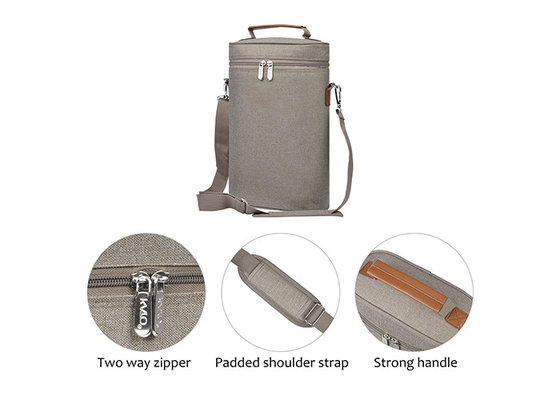 PU Thermal Insulated 2 Bottle Wine Bags Padded Two Bottle Wine Tote