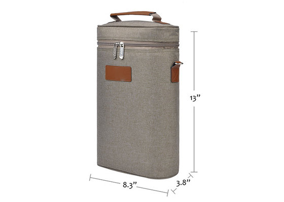 PU Thermal Insulated 2 Bottle Wine Bags Padded Two Bottle Wine Tote