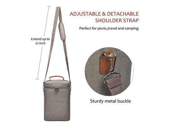 PU Thermal Insulated 2 Bottle Wine Bags Padded Two Bottle Wine Tote