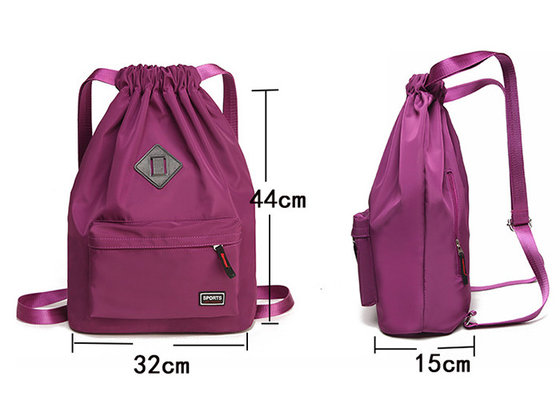 Eco Friendly Sport Nylon Drawstring Backpack Custom Cinch Bags Silk Screen Printing