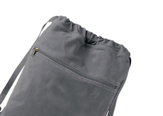 Logo Personalized 100% Canvas Drawstring Bags With Front Zipper Pockests
