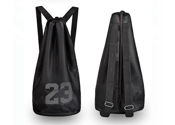 Double Layer Custom Drawstring Backpack 420D Polyester Mesh Wear Resistant