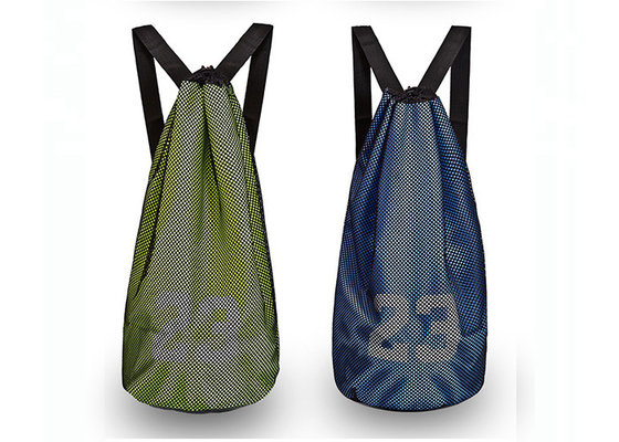 Double Layer Custom Drawstring Backpack 420D Polyester Mesh Wear Resistant