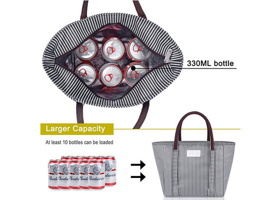 Oxford Cloth Custom Insulated Tote Bags 100% Waterproof Stylish Striped Design