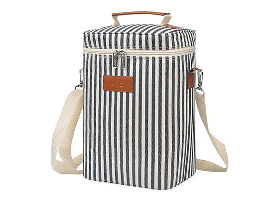 Insulated 420D Polyester Cooler Tote Bag 4 Bottle Wine Tote Adjustable Shoulder Strapes