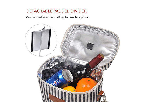 Insulated 420D Polyester Cooler Tote Bag 4 Bottle Wine Tote Adjustable Shoulder Strapes