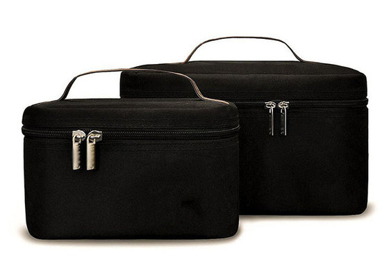 Portable Black 210D Polyester Cooler Tote Bag Recyclable With Two Way Zippers