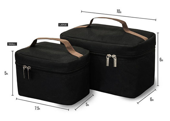 Portable Black 210D Polyester Cooler Tote Bag Recyclable With Two Way Zippers