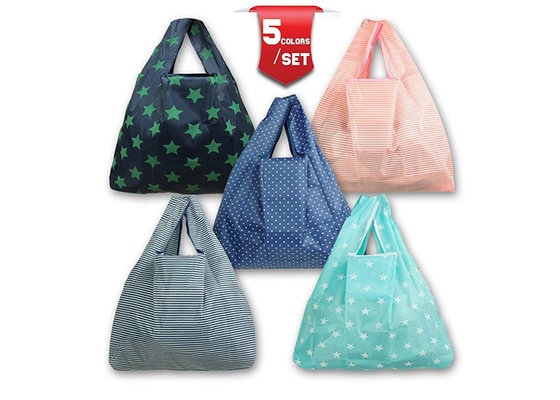 100% 210D Nylon Foldable Tote Bags Recycled With Five Different Styles