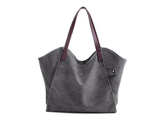 Heavy Leather Handles Eco Friendly Canvas Bags Modern Stylish Lightweight