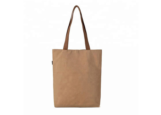 Khaki 100% Organic Cotton Tote Bags With Invisible Front Pocket Recycle Button