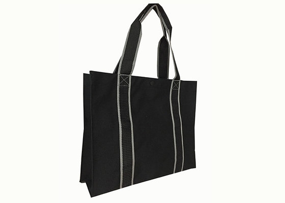Black 600D PVC Backing Eco Tote Bag PP Webbing Handles To The Bottom
