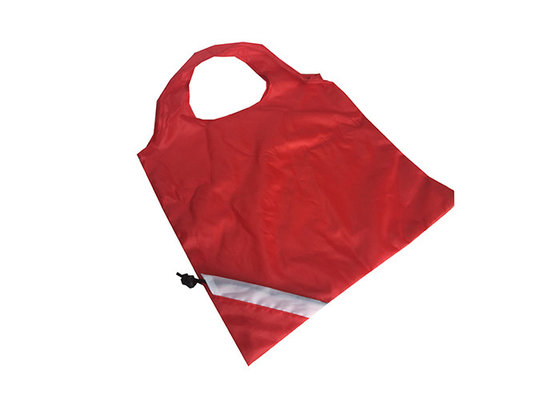 Red Recycled Folding Tote Bag Custom 190T Strawberry Shopping Tote Polyester