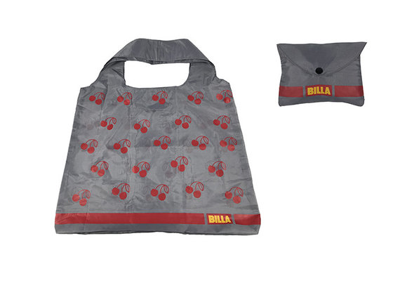 50*40cm Gray Botton Folding Tote Bag Customized With Red Cherry Pattern