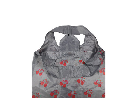 50*40cm Gray Botton Folding Tote Bag Customized With Red Cherry Pattern