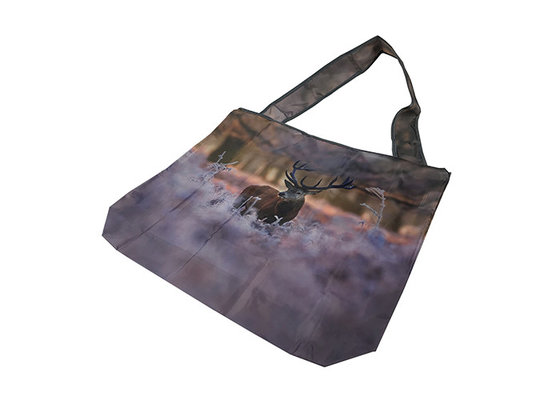 190t polyester Personalised Fold Up Shopping Bag With 50 Cm In Deep Long Handles