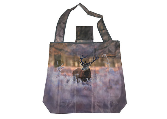 190t polyester Personalised Fold Up Shopping Bag With 50 Cm In Deep Long Handles