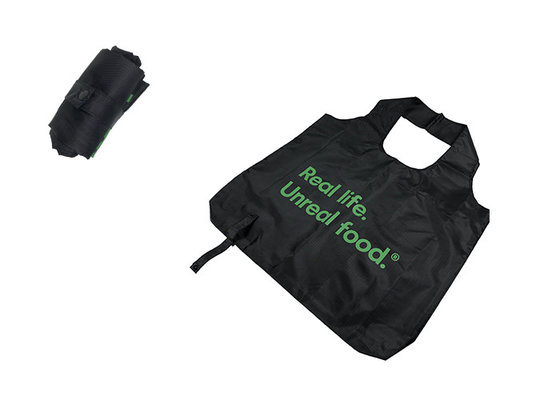 Logo Printing Folding Tote Bag Botton Closure 210D Nylon Oxford Polyester Material