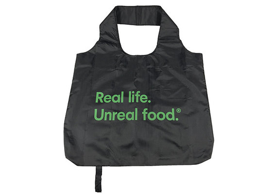 Logo Printing Folding Tote Bag Botton Closure 210D Nylon Oxford Polyester Material