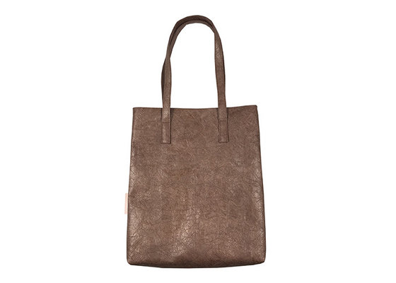 Customized Brown Eco Tote Bag Tear Resistant Simple Tyvek Tote Bag Overlap Stylish
