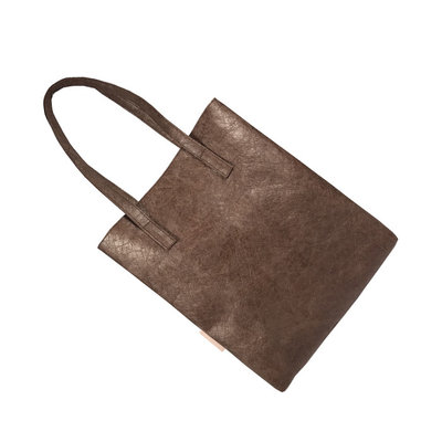 Customized Brown Eco Tote Bag Tear Resistant Simple Tyvek Tote Bag Overlap Stylish