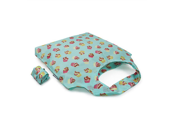 Eco Big Capacity Fold Up Tote Bag Green Cute Cup Cake Printing Branded