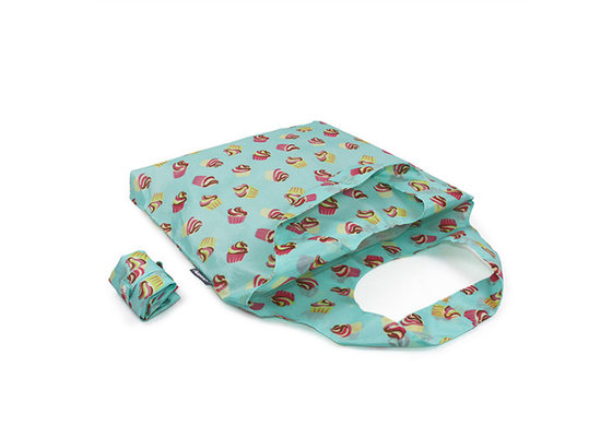 Eco Big Capacity Fold Up Tote Bag Green Cute Cup Cake Printing Branded
