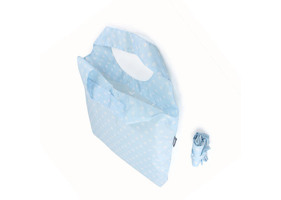 Light Blue Folding Tote Bag Dot Sublimation Printing Double - Stiching