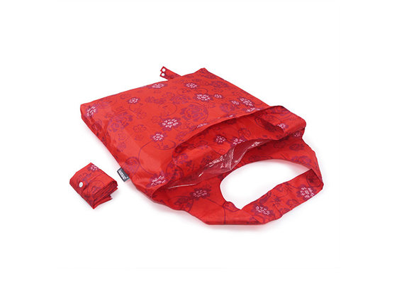 Red Portable Lightweight Folding Tote Bag Multipurpose 190 T Polyester