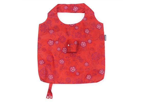 Red Portable Lightweight Folding Tote Bag Multipurpose 190 T Polyester