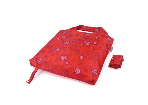 Red Portable Lightweight Folding Tote Bag Multipurpose 190 T Polyester