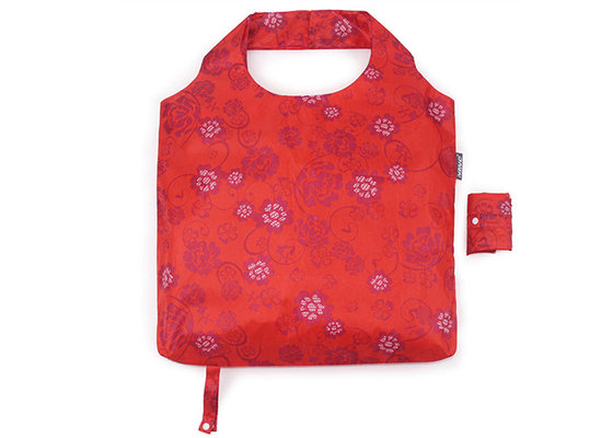 Red Portable Lightweight Folding Tote Bag Multipurpose 190 T Polyester