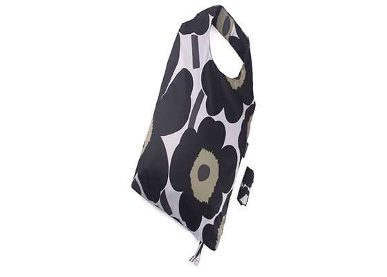 Large Reusable 210d Polyester Folding Shopping Bags Big Flowers Full Printing